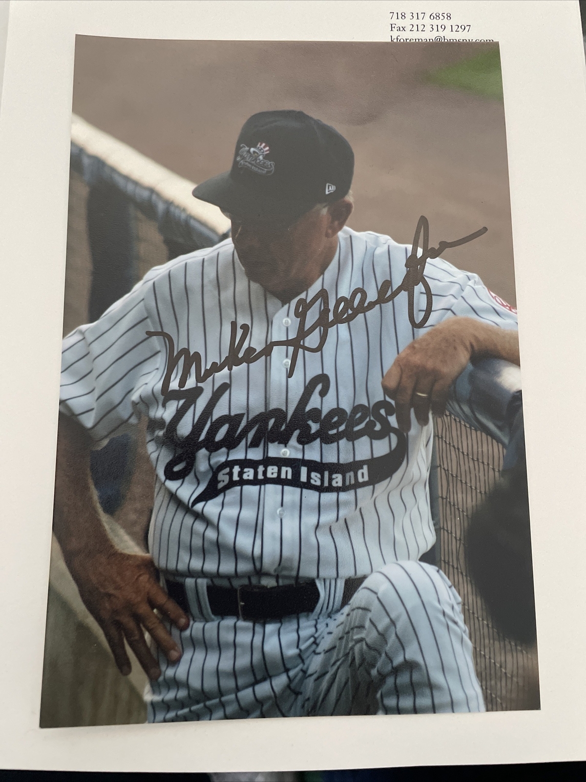 USC BB Coach, Staten Island Yankees Manager Mike Gillespie Signed 4x6 ...