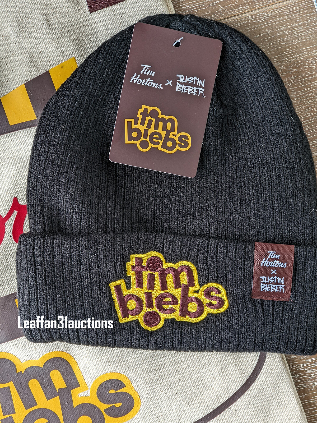 Justin Bieber X Tim Hortons "TimBiebs" Set Tote Bag Fanny Pack Tuque ...