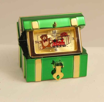 Bulova Miniature Clock Christmas Treasure Chest B0586 Solid Brass ...