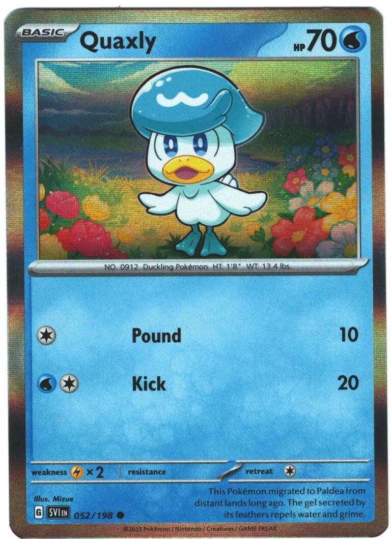 Quaxly 52/198 Scarlet & Violet Holo Common Pokémon TCG | eBay