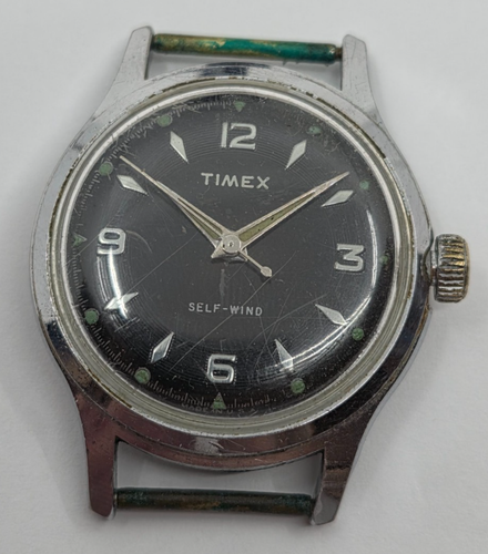Vintage Timex Black Dial Self-Wind Mechanical Automatic Watch RUNS BUT ...