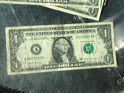 $1 Dollar Bill Star Note. Serial # A02032138⭐️. Series 2017. Boston, MA ...