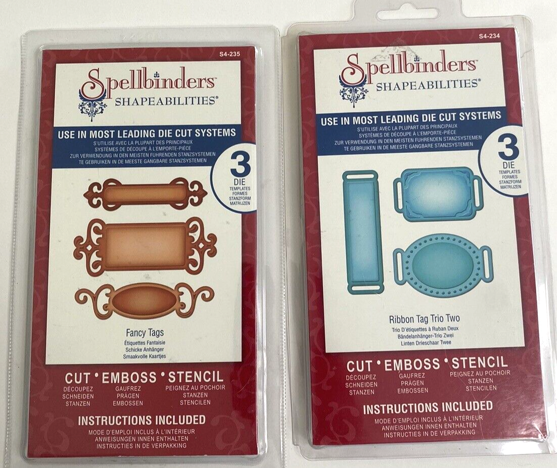 Spellbinders Shapeabilities Tags Fancy Ribbon LOT of 2 NEW Metal ...