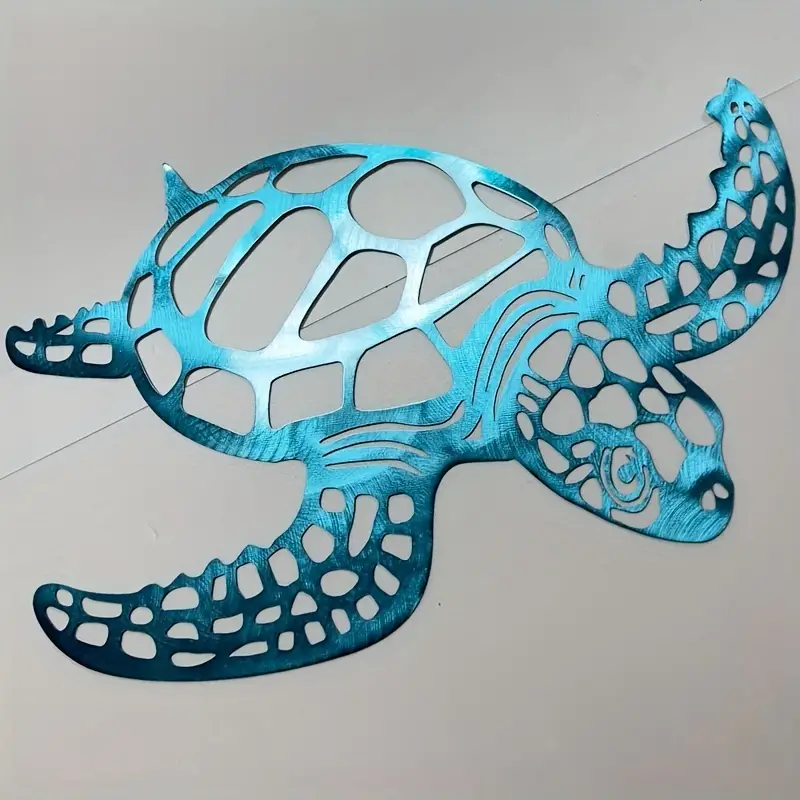 🐢NEW Blue Metal Sea Turtle Beach Theme Wall Art Home Decoration Ocean ...