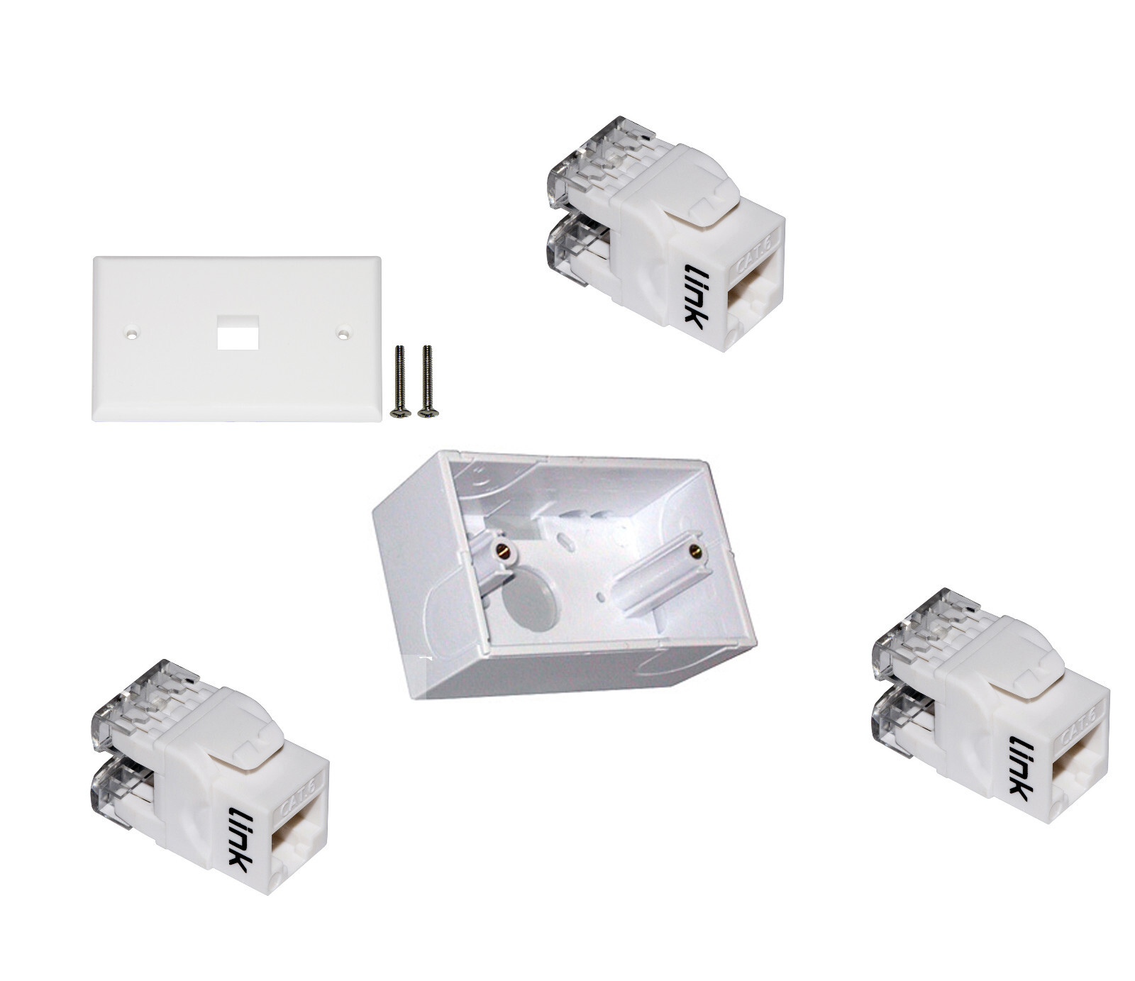PRESA A MURO SCATOLA ESTERNA INCL 3 FRUTTI BIANCHI KEYSTONE JACK RJ45 ...