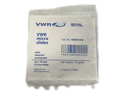 VWR Scientific Glass Precleaned Plain Micro Slides 25 x 75 x 1.0mm ...