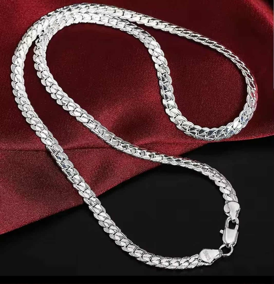 Unisex 20" Sterling Silver Cuban Link Chain, 6mm Cuban Link Necklace | eBay