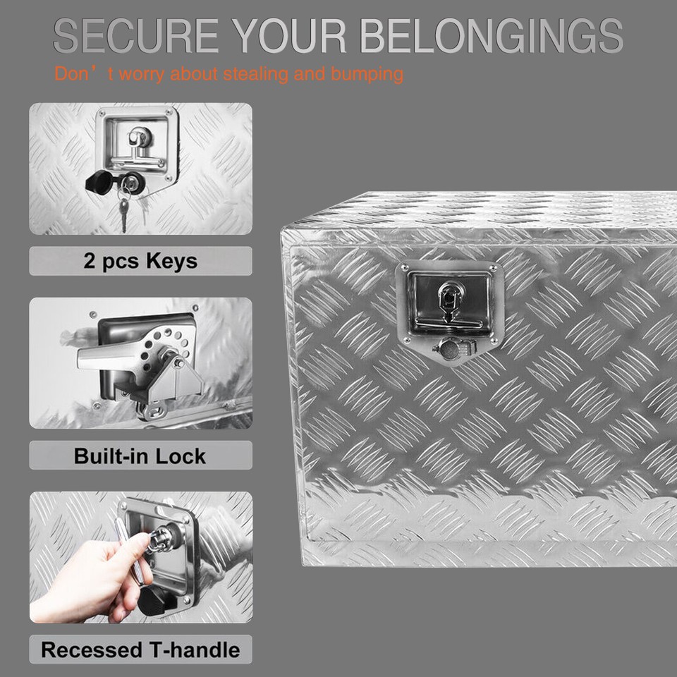 36"X 17"X 18" Aluminum Trailer Tool Box Heavy Duty Tool Storage Box ...