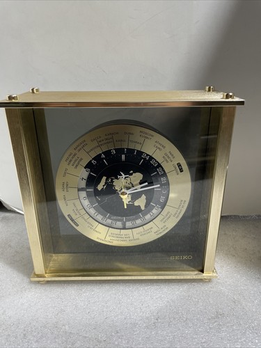 Vintage 1984 Gold SEIKO Mantle Quartz Clock World Time Zone Airplane | eBay