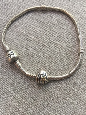 Pandora Sterling Silver Bracelet w Shell Starfish Charm Bead 925 +14k ...