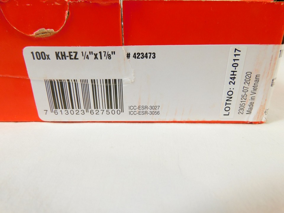 Hilti 423473 KH-EZ Screw Anchor ANC KH-EZ 1/4" x 1-7/8" #423473 ...