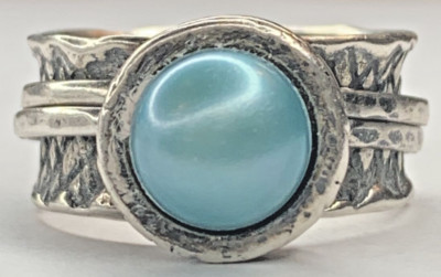 OOAK Men’s Sterling 925 Israel Turquoise Brutalist Spinner Fidget Ring ...