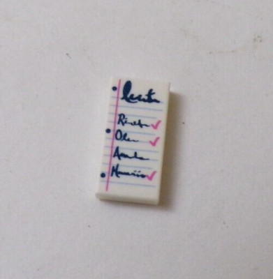 Lego (x1) White 1x2 Tile Notepad List, Checkmarks, 3069pb0989 (028-72 ...