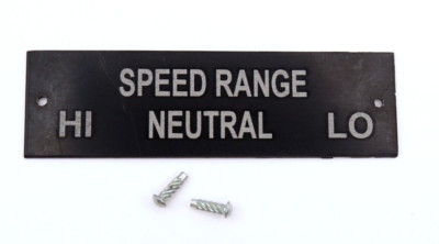 BRIDGEPORT MILLING MACHINE, Hi-Low Range Nameplate with Rivets M1579 | eBay