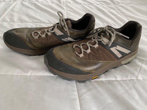 Merrell Zion Mens Olive Waterproof Hiking Shoes 11.5 Vibram Trail ...