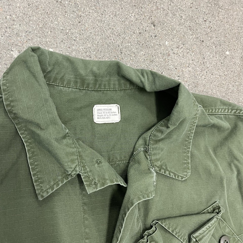 VINTAGE 60s OG 107 Jungle Slant Pocket Jacket Men’s LARGE 1969 Rip Stop ...