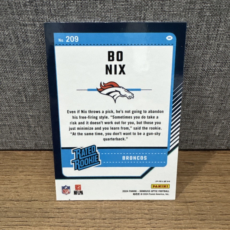 2024 Donruss Optic Bo Nix Rated Rookie #209 Purple Shock Prizm SP | eBay