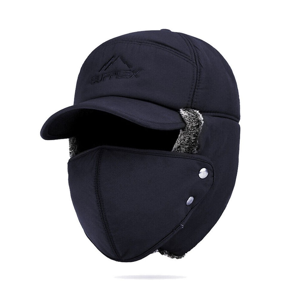 Winter Warm Trapper Hat with Full Face Mask Fur Ear Flap Aviator ...