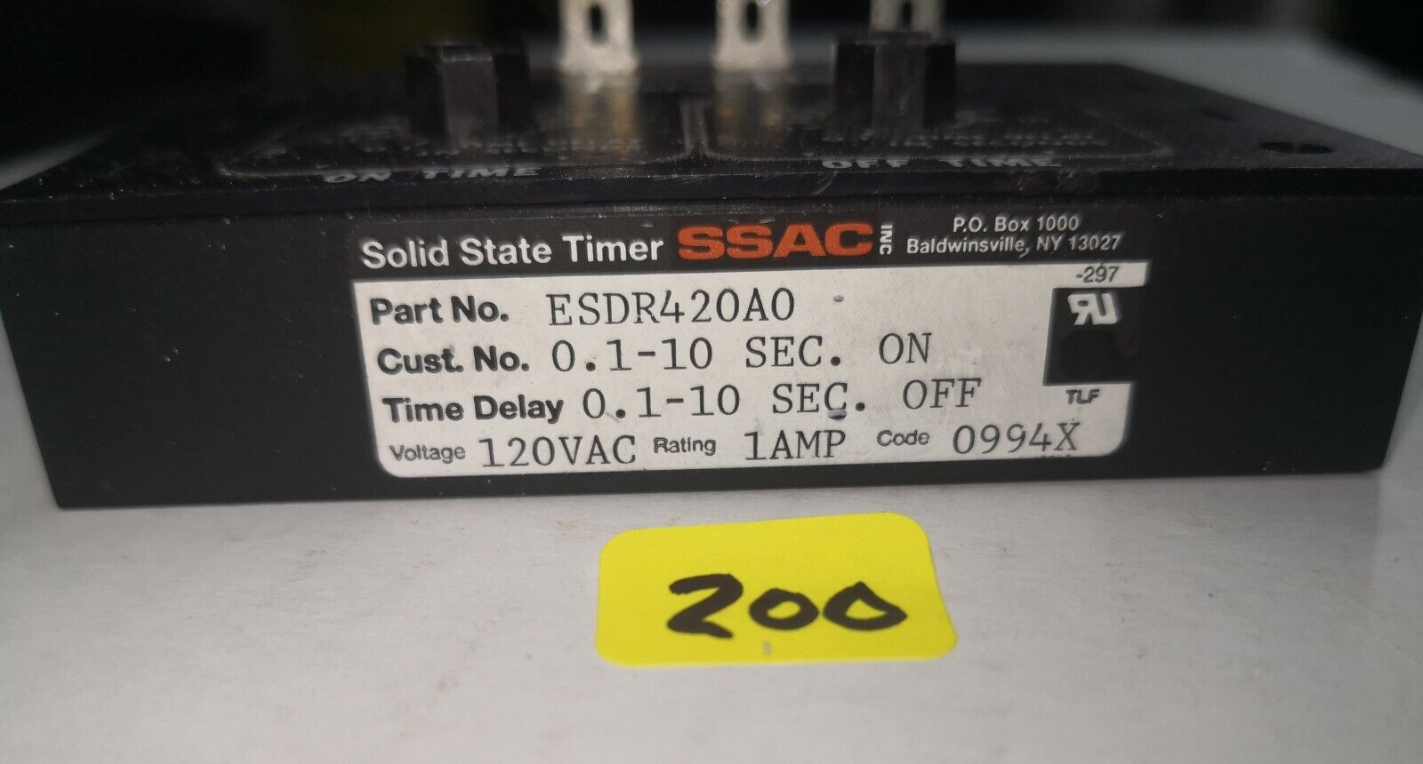 SSAC esdr420a0 timer delay relay. 0.1-10 sec ON, 0.1-10sec OFF. 1 Amp ...