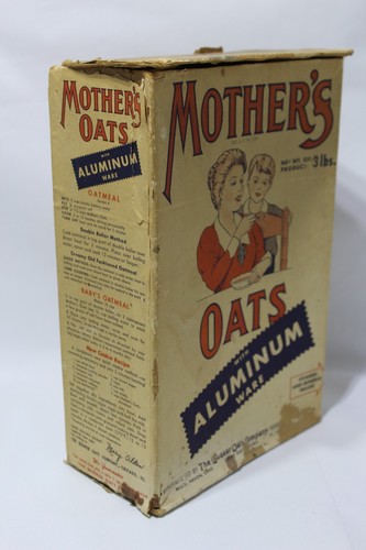 Vintage Old Fashioned Mothers Oats Box with Aluminum Ware Quaker Oats ...