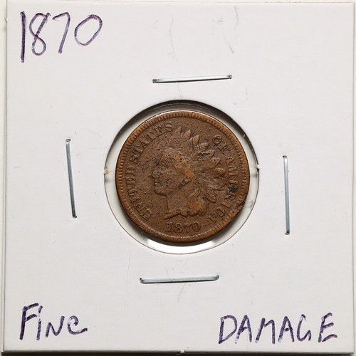 1870 1C Indian Head Cent with Fine Detail Damage #BH00597 | eBay