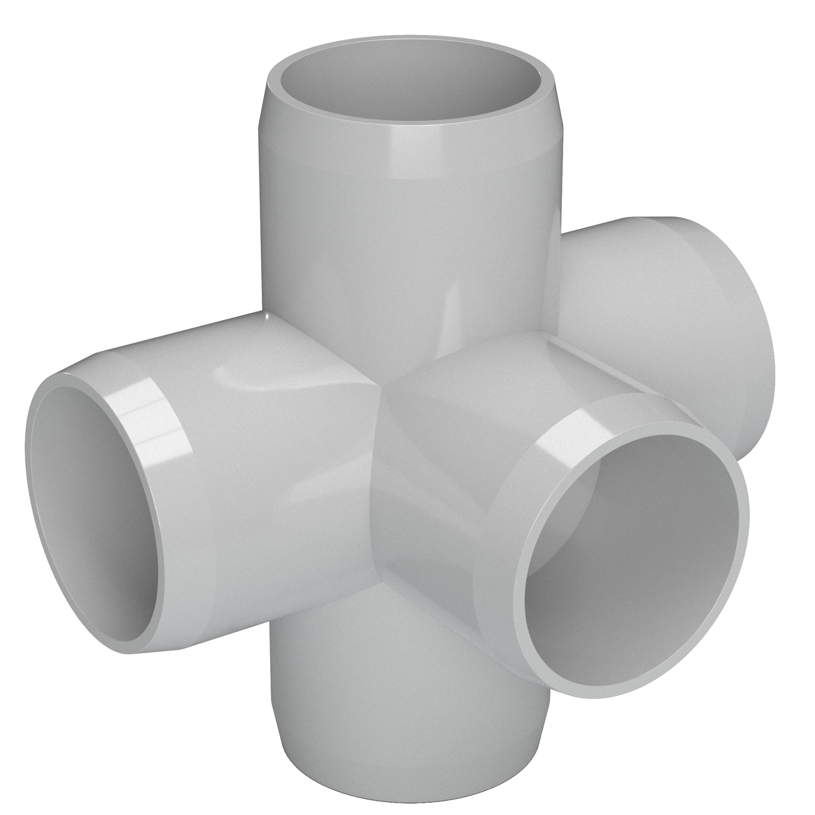 1/2" 5-Way PVC Cross Fitting, Gray (10-PK) FORMUFIT Furniture Grade ...