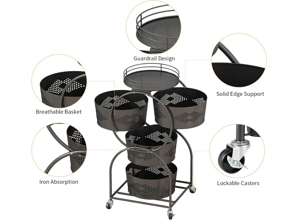 Rotating Storage Rack for Kitchen, 4 Tier Fruit and Vegetable Storage ...