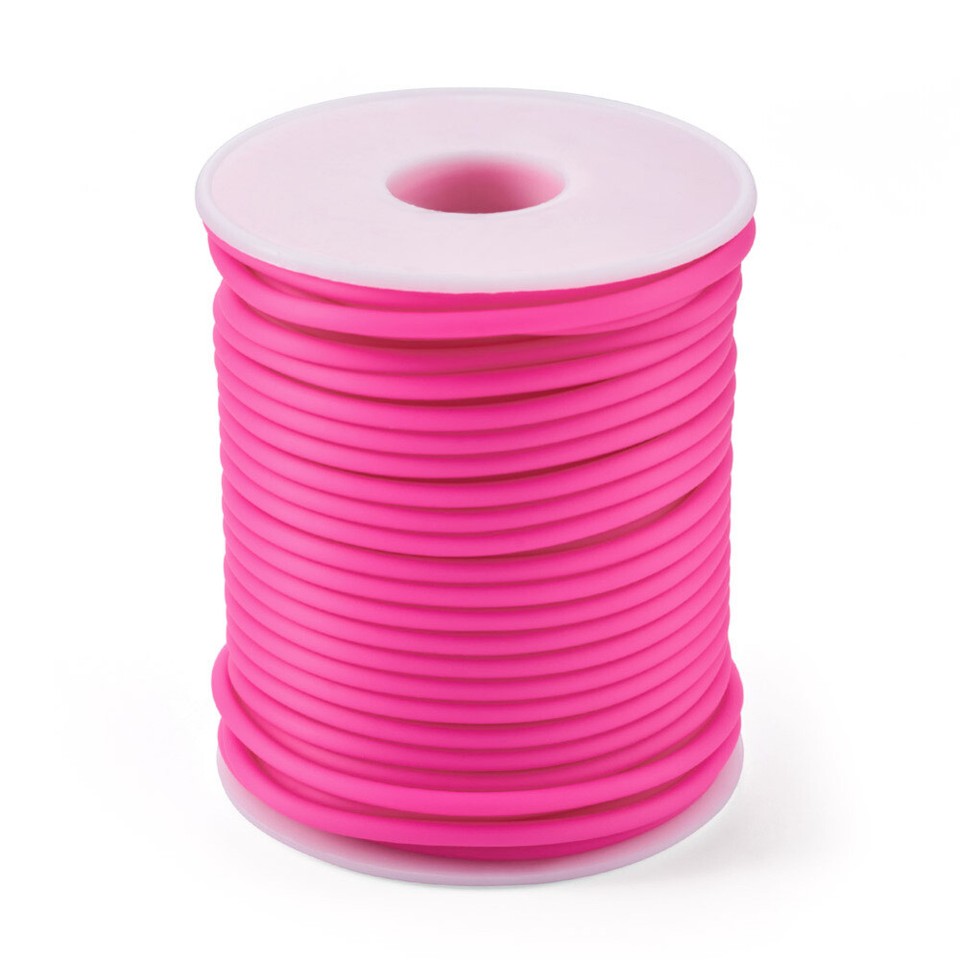 1Roll 3mm Hollow Pipe PVC Tubular Rubber Cord Wrapped Around White ...