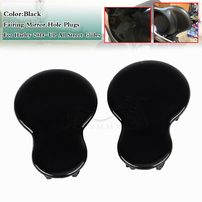 Black Front Fairing Mirror Hole Plugs For Harley Street Glide FLHX ...
