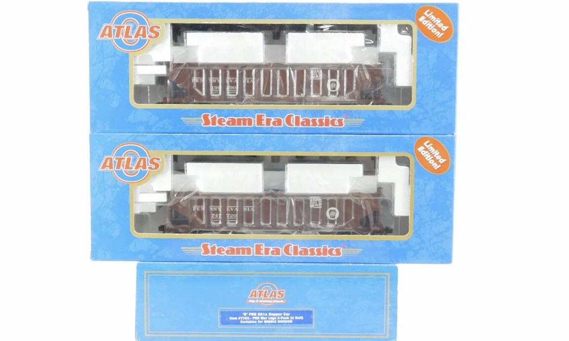 ATLAS O 2-RAIL PENNSYLVANIA H21A COAL GOES TO WAR HOPPER 2 CAR SET! O ...