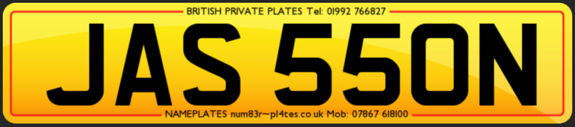 JAS 550N, Private Plate, JASON, JASONS, JAY, Plates, Cherished Reg ...