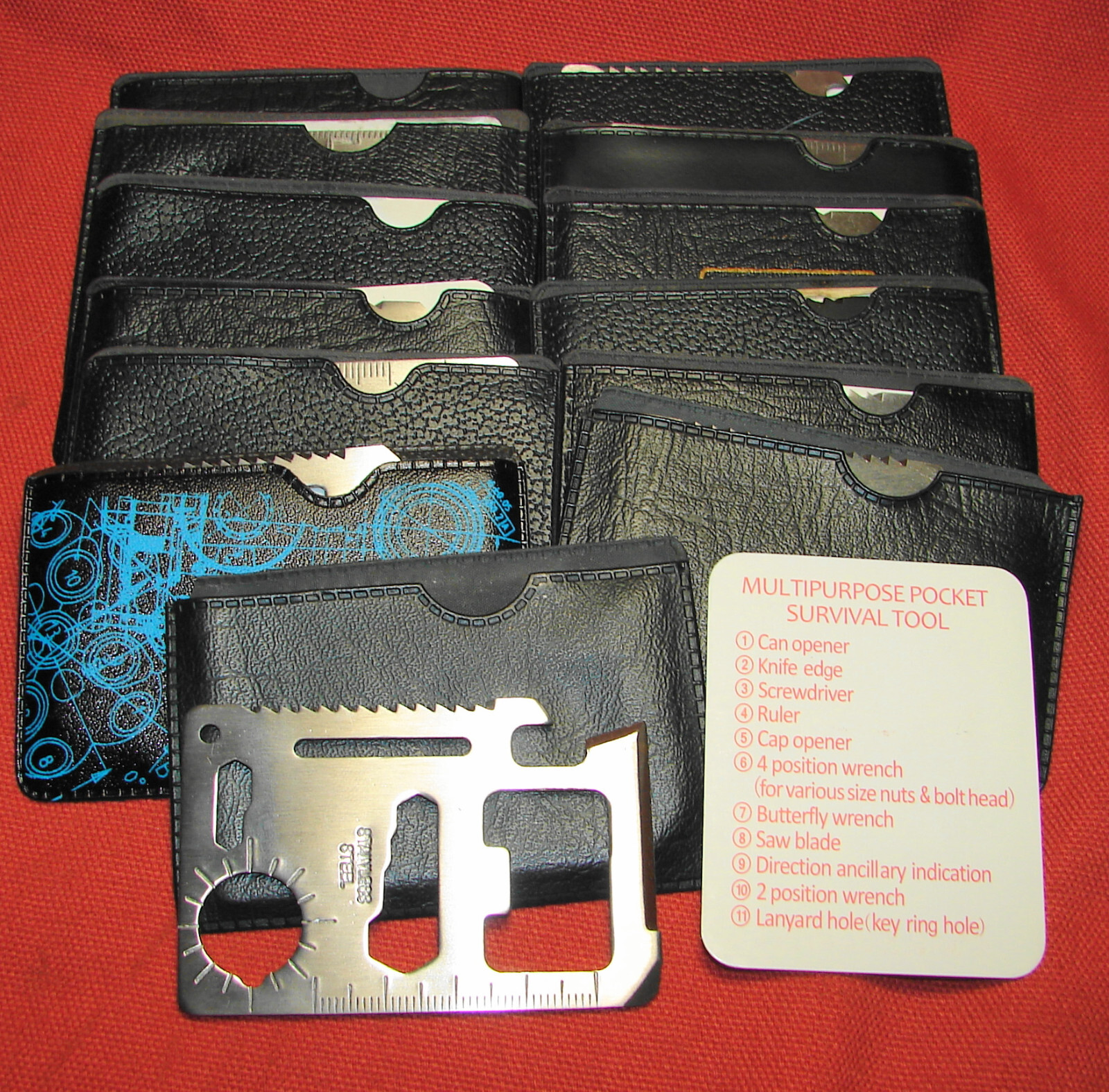Lot of 13-11 Function Wallet Multitool,Multipurpose Pocket Survival ...