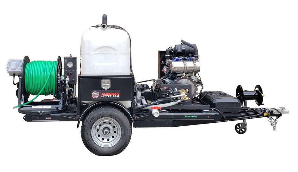 American Jetter 583D Kubota Diesel Trailer Sewer Drain Cleaner 18 GPM ...