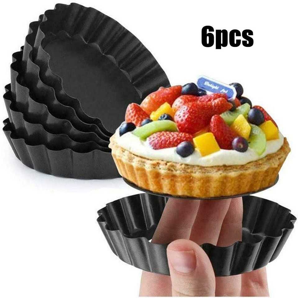 6pc Non-stick Tart Pan Removable Bottom Tart Pans Sets Tart Tins Cases ...