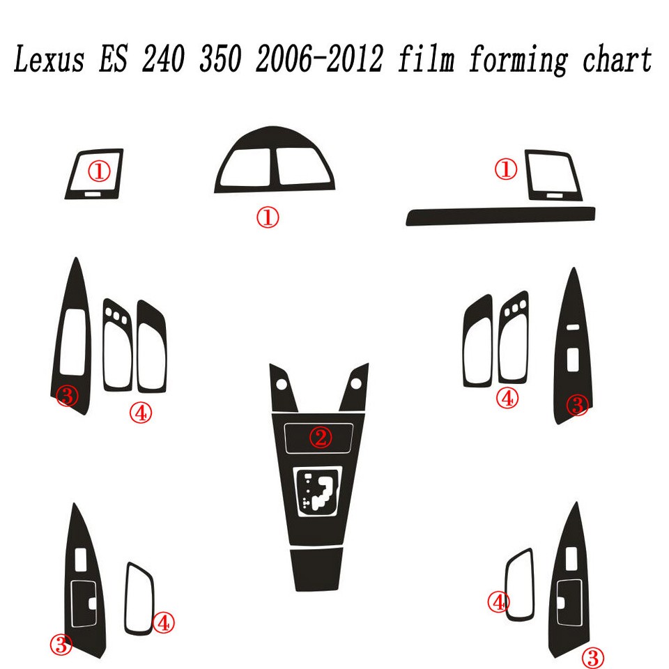 For Lexus ES 2006-2012 5D Carbon Fiber Pattern Interior DIY TrimDecals ...