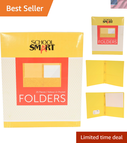 Vibrant Yellow 2-Pocket Folders with Reinforced Edges - 25 Pack for ...