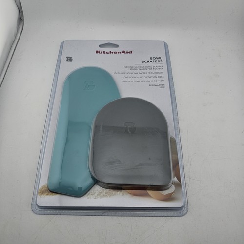 KitchenAid Flexible Silicone Bowl Scraper Nylon Pot Scraper Aqua and ...