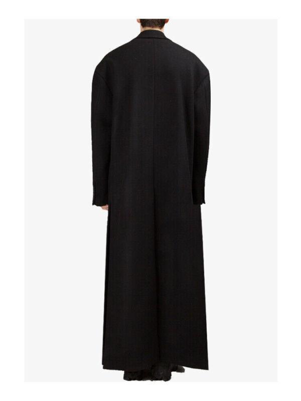Extra Long Wool Blend Coat Mens Double-breasted Side Slit Overcoat Full ...