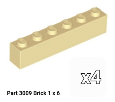 NEW LEGO Parts 3009 TAN 1x6 Brick - Lot of 4 - 300905 4112982 | eBay