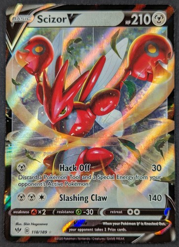 Scizor V 2020 Ablaze Full Art Ultra Rare Holo Pokemon Card 118/189 (NM ...