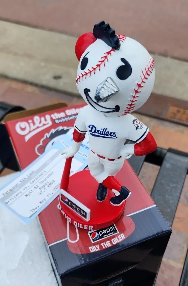 Oily Bobblehead Tulsa Drillers, Texas League, Rangers AA Mascot | eBay