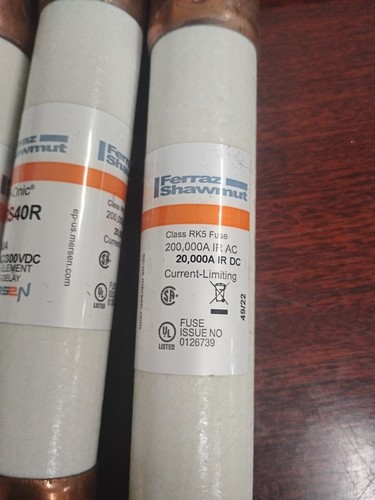 (3) Mersen Ferraz Shawmut TRS40R Tri-Onic Time Delay Fuses 40 Amp 600v ...