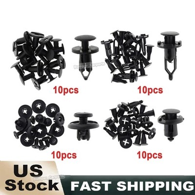 40pcs Black Car Body Trunk Bumper Push Pin Rivet Retainer Trim Moulding ...