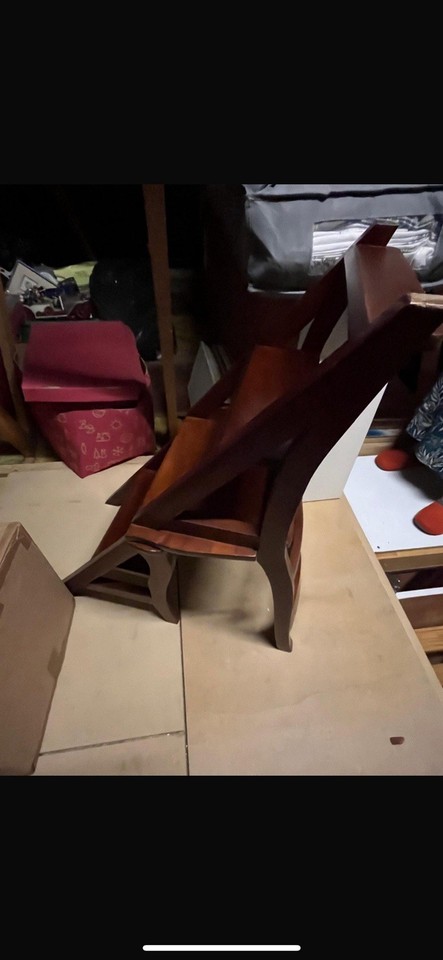 Wooden Library Chair in dark wood | eBay UK