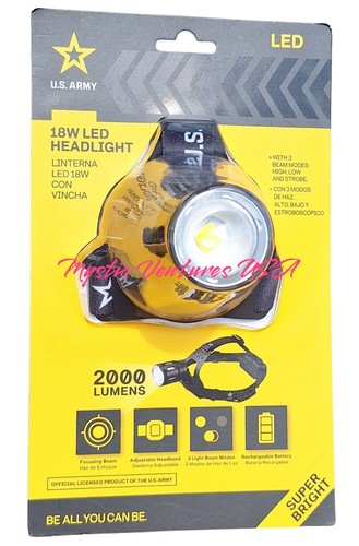 US Army LED Headlamp 2000 Lumen 18650 Rechargeable 3 Modes Head Light ...