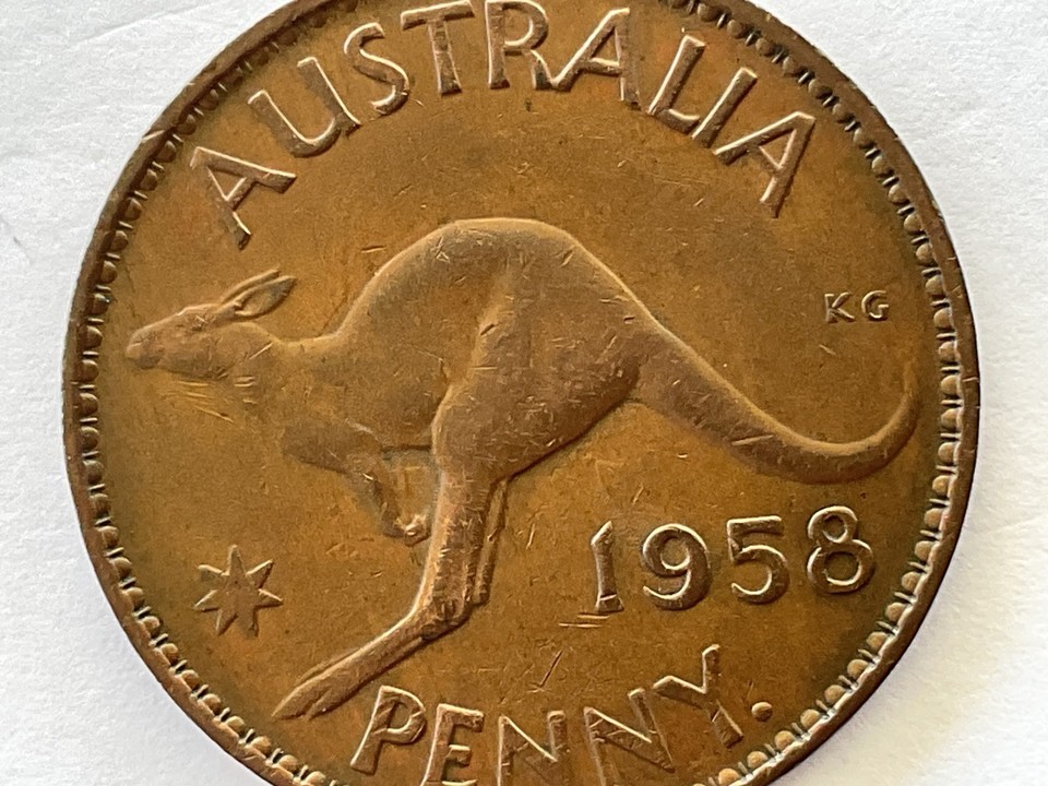 1958 ERROR/VARIETY PENNY-OBV. RIM CUDS-METAL FLAW ON QUEENS HEAD-REV ...