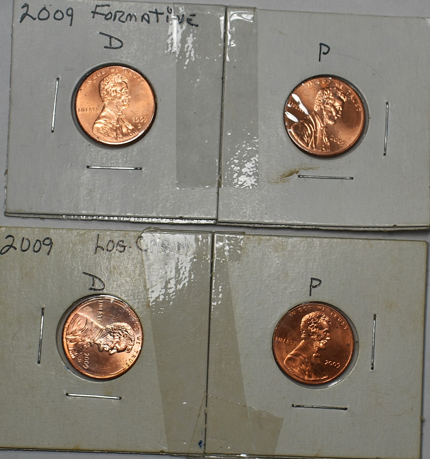 2009 P&Ds UNCIRCULATED LINCOLN PENNY 4 Coins FORMATIVE YEARS & LOG ...