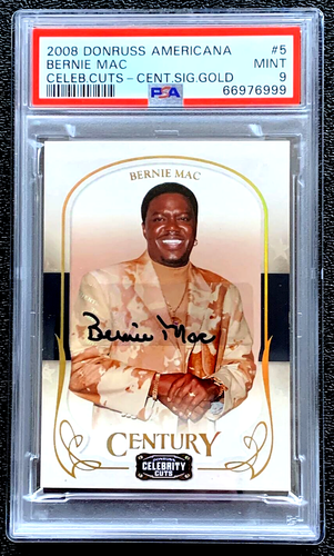 /25 GOLD AUTO PSA 9 2008 BERNIE MAC SIGNED DONRUSS AMERICANA CELEBRITY ...