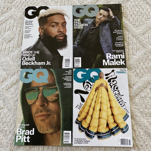 GQ Magazine 2019 Aug. Sept. Oct. Nov. Beckham Jr. Rami Malek, Brad Pitt ...