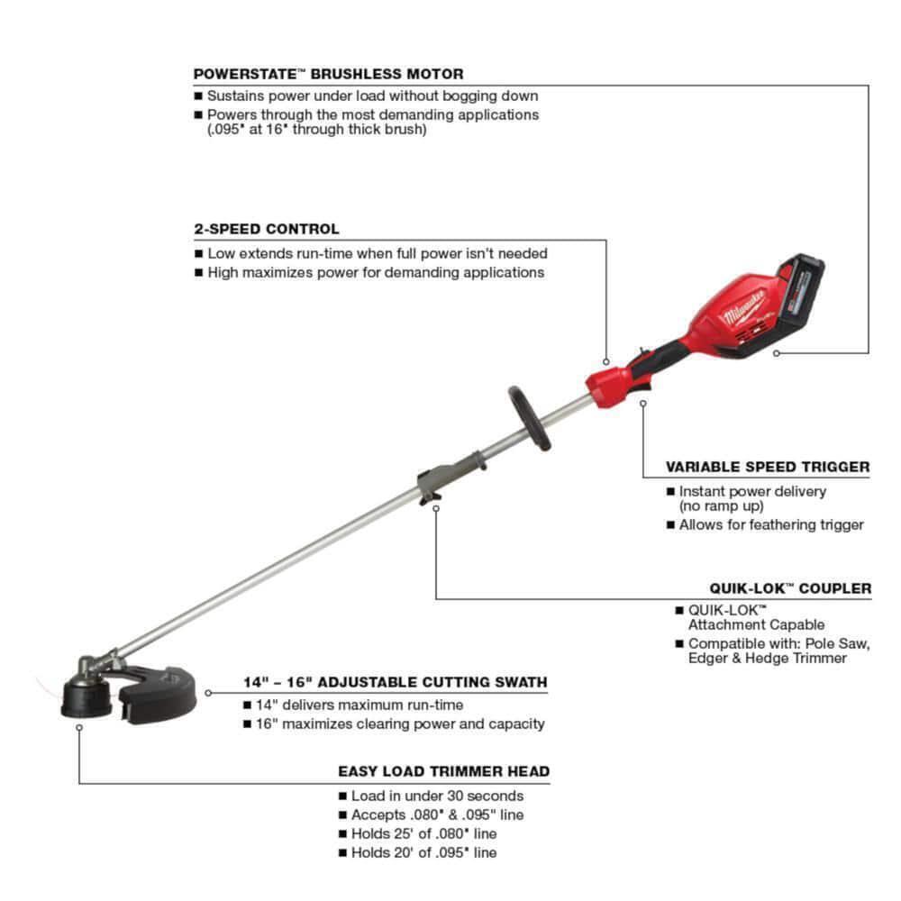 Milwaukee 18V Li-Ion Cordless String Trimmer Kit - Red (2825-21ST-49-16 ...